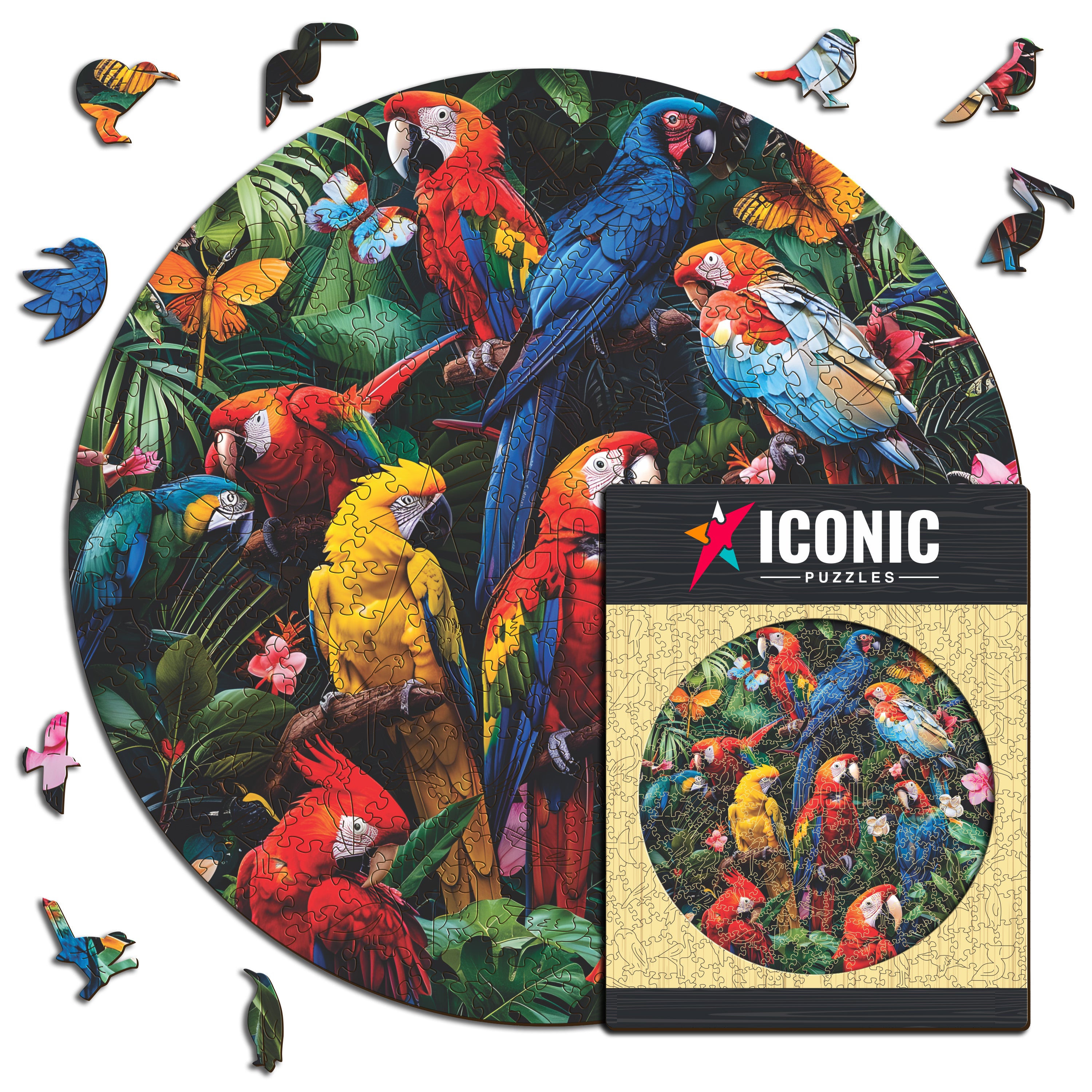 Loros Coloridos - Rompecabezas de Madera – Iconic Puzzles MX