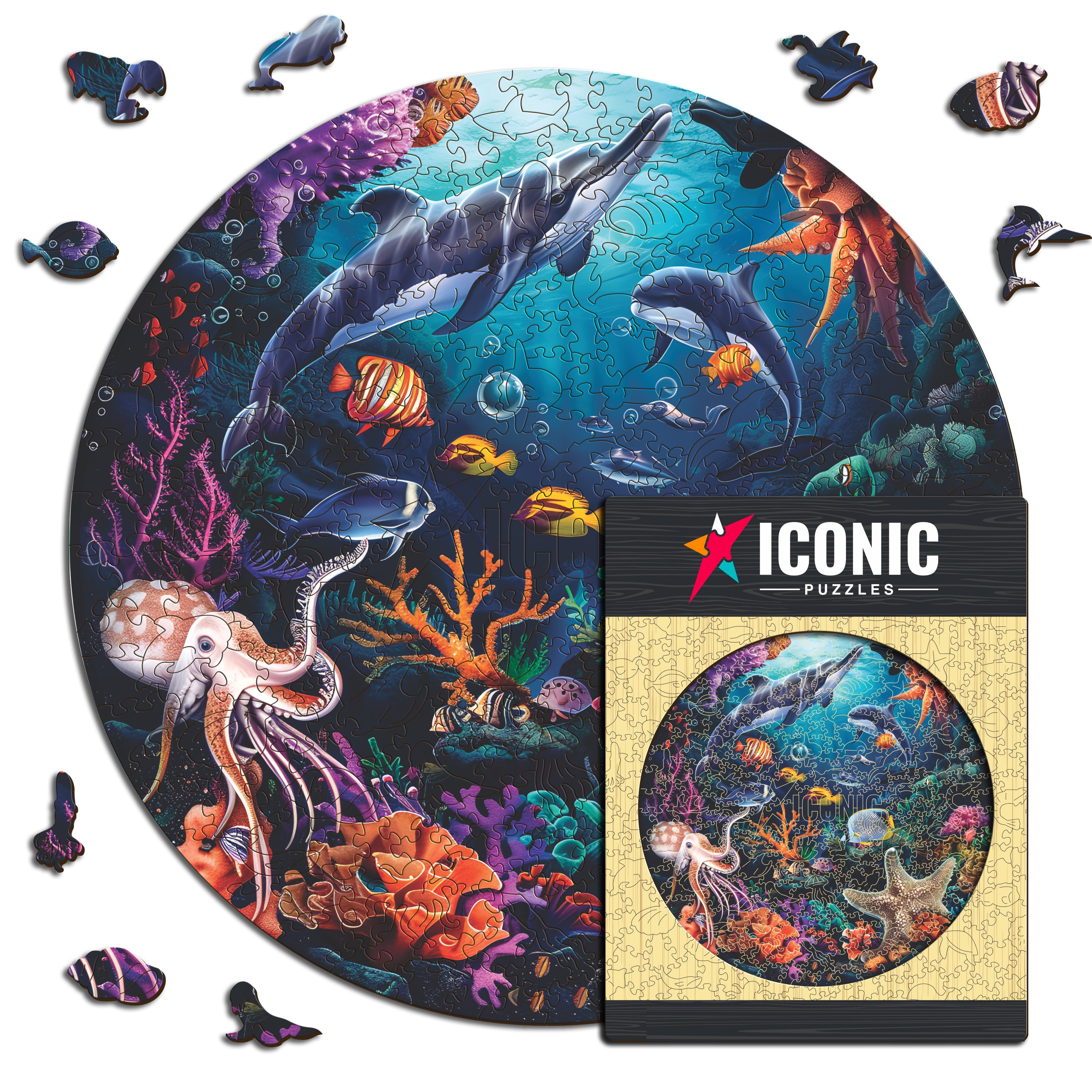 Animales Marinos - Rompecabezas de Madera – Iconic Puzzles MX